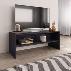 TV stolek šedý s vysokým leskem 100 x 40 x 40 cm dřevotříska - Default Title