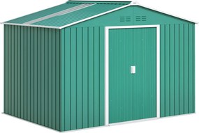 Zahradní domek Outsunny 4,9 m² 277x195x192 cm Zahradní skladový domek s posuvnými dveřmi, zesílenou sklolaminátovou střechou (podlaha NENÍ zahrnuta) a