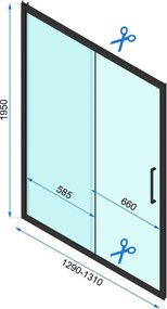 Rea Rapid Slide Wall, 3-stěnný sprchový kout s posuvnými dveřmi 130 (dveře) x 80 (stěna) x 195 cm, 6mm čiré sklo, černý profil, KPL-09883