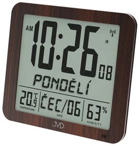 JVD Rádiem řízené digitální hodiny  s budíkem JVD hnědé DH9335.2