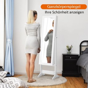 Costway Šperkovnice, polička na šperky, celorozměrné zrcadlo, zrcadlová skříňka