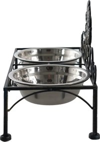 Černé antik kovové misky pro psa Potier ornament - 39*19*25 cm