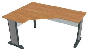 Stůl ergo lomený pravý 160×120/60 cm - Hobis Cross CEV 60 P Dekor stolové desky: olše, Dekor lamino podnože: šedá, Barva nohou: černá