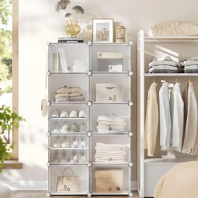 Organizér na boty KIMBERLY, 10 boxů, bílá/průhledná SongmicsHome