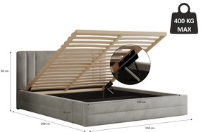 Postel ALCAMO 140x200 zelená s úložným prostorem