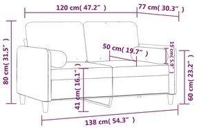 2místná pohovka s polštáři černá 120 cm samet - Default Title