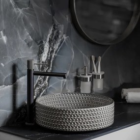 BPS-koupelny Skleněné umyvadlo na desku HYD-BRT1-SV-400 40x12 cm, stříbrná mat