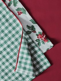 Sinsay - Bavlněné vánoční kuchyňské utěrky kostkované a s cesmínou 2 pack - zelená