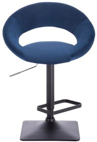 LuxuryForm Barová židle NAPOLI  VELUR na černé podstavě - modrá