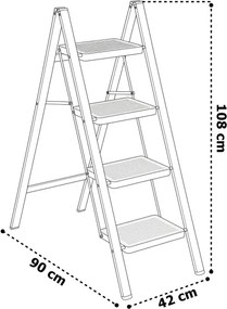 Skládací schůdky EASYSTEP 4-stupňové bílé