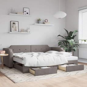 Válenda s přistýlkou a zásuvkami taupe 100 x 200 cm textil 3197678