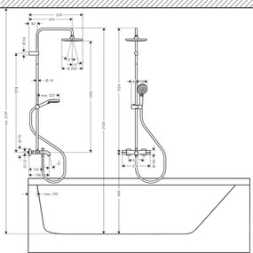 Hansgrohe Vernis Blend - Sprchový/vanový systém, termostatický, hlavová sprcha + ruční sprcha, chrom, HAN-26274000