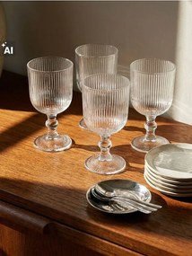 Sinsay - Rýhované sklenice na stopce 4 pack - clear