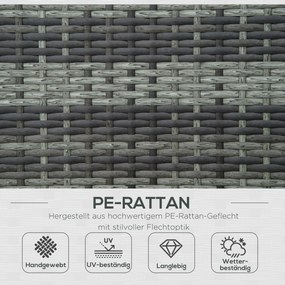 Outsunny polyratanové lehátko zahradní lehátko pro 2 osoby relaxační lehátko 5-stupňové opěradlo kov & PE ratan 196x120x28cm pro zahradu a terasu | A…