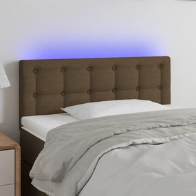 Čelo postele s LED tmavě hnědé 80 x 5 x 78/88 cm textil 3122023