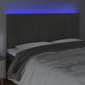 Čelo postele s LED tmavě šedé 180x5x118/128 cm samet 3122485