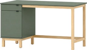 Psací stůl MODEL se šuplíkem a skříňkou do dětského pokoje Zvolte barvu: Šalvějově zelená s černým úchytem, Zvolte rozměr: 120x60 cm, Zvolte stranu: Levá