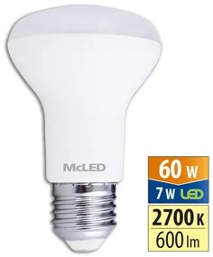 LED žárovka E27 McLED R63 7W (60W) teplá bílá (2700K), reflektor 120° ML-318.004.87.0