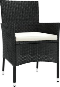 5dílný zahradní bistro set s poduškami černý polyratan 3187433