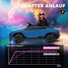 AIYAPLAY Dětské elektrické auto 12V Dětské auto s 2,4 GHz dálkovým ovládáním, 2 motory, klakson, LED, hudba, 101,5 x 49 x 43 cm, modrá