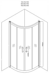 Sprchová kabina MEXEN RIO transparentní/proužky, 90x90 cm