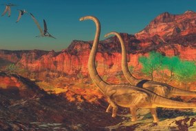 Tapeta země dinosaurů - 150x100 cm