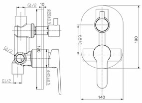 Mereo Mereo, Sprchový set Zuna s dvoucestnou podomítkovou bateríí, CB650SZ2