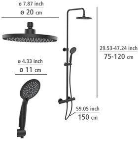 WENKO 25484100 - Sprchový systém WATERSAVING SYSTEM 12x120 cm černá