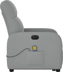 Elektrické zvedací masážní polohovací křeslo světle šedé textil 3303002