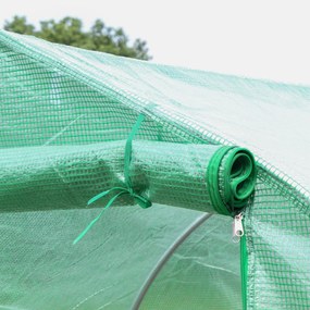 Zelený skleník Outsunny 4x2x2 m s 6 propustnými okny a zipovým rolovacím dveřmi pro pěstování rostlin a zeleniny