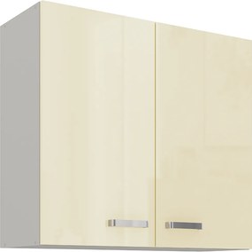 KARMEN | horní skříňka 80 G-72 2F policová | 80 cm | světle šedá/krémová lesk