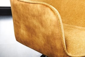 Designová otočná židle Rahiq hořčičný samet