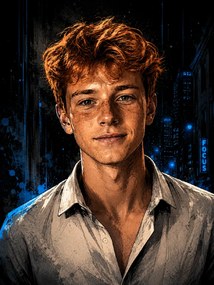 Pánský komiksový Noir portrét na plátně z fotky