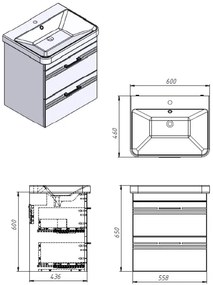 Lavedo Melony Beige 60 koupelnová skříňka s umyvadlem