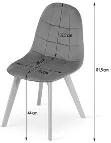 Jídelní set 1 + 4, bílý stůl ADRIA 120x80 cm + tmavě šedá sametová židle BORA