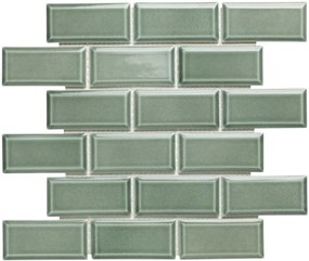The Mosaic Factory Keramická mozaika zelená Mozaika Metro Green Grey 4,5x9,5 (29,1x29,6) cm - PAME182