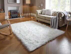 Flair Rugs, DOPRODEJ: 80x150 cm Kusový koberec Faux Fur Sheepskin Ivory, 80x150, bílá, ložnice