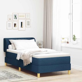 Postel s boxspringem s čelo Modrá 90 x 200 cm textil 3340261