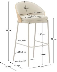 Béžová/v přírodní barvě barová židle (výška sedáku 77 cm) Eamy – Kave Home