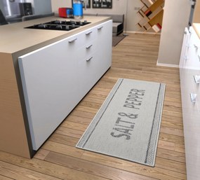 Hanse Home, Běhoun Cucina Salt & Pepper 105626 Cream Grey, 62x150, bílá, kuchyně