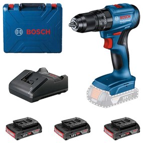 Bosch - 18V AKU vrtací šroubovák s příklepem, 3x aku 2,0 Ah GBA , nabíječka 0615990N1Z