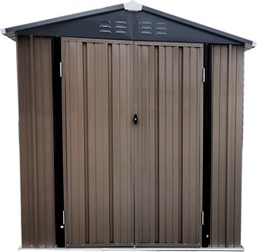Plechový zahradní domek na nářadí, hnědá / antracitová, 2x1,3x2,1 m, RADOL