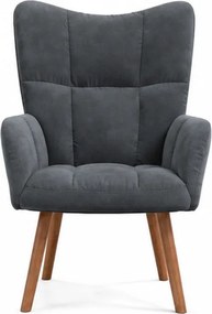 relaxační křeslo, odpočinkové, masivní kaučukovník/kov/samet, 97x62x70 cm, nohy tmavé/tmavě šedá, Dekorino KR20260088