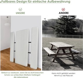 Costway Camping Table Set Skládací piknikový stůl s lavicemi, bílý