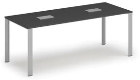 Stůl INFINITY 2000 x 900 x 750, grafit + 2x stolní zásuvka TYP IV, stříbrná