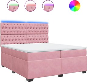 Box spring postel s matrací růžová 200x200 cm samet 3293313