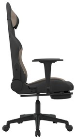 Herní židle s podnožkou černá a taupe textil,  3143745