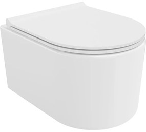 Mexen Sofia, závěsná WC mísa 490x360x355 mm, Rimless Tornádo + WC sedátko z duroplastu, bílá lesklá, 30540500T