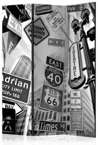 Paraván Roads to Manhattan Dekorhome 135x172 cm (3-dílný)