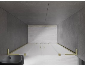 Mexen Velar L Duo, posuvné sprchové dveře do otvoru 150 cm, 8mm sklo námraza, zlatá matná, 871-150-003-32-55